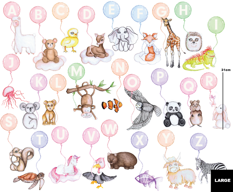 Animal Alphabet Wall Decals – Polka Art Prints